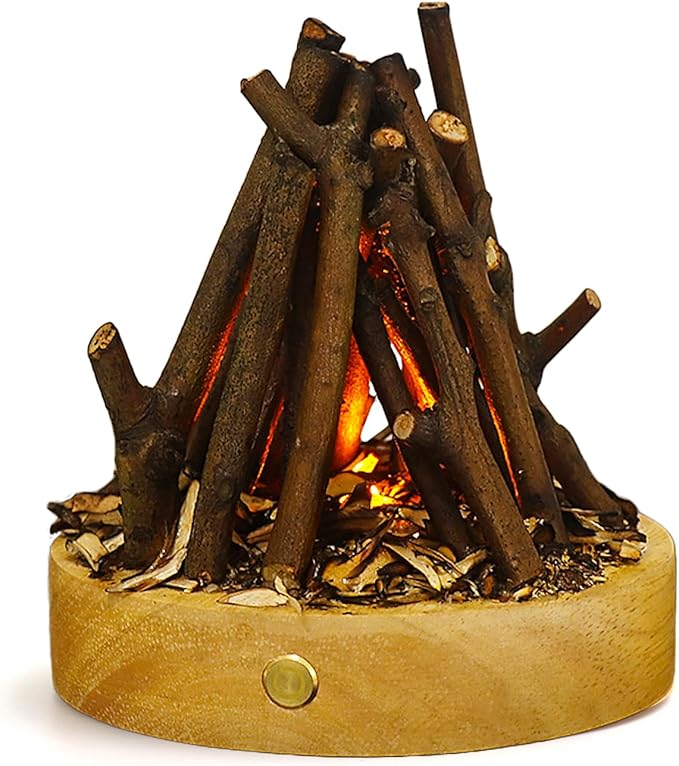 Amazon.com: Zsiey Handmade Wooden Simulated Bonfire Lights, Desktop ...