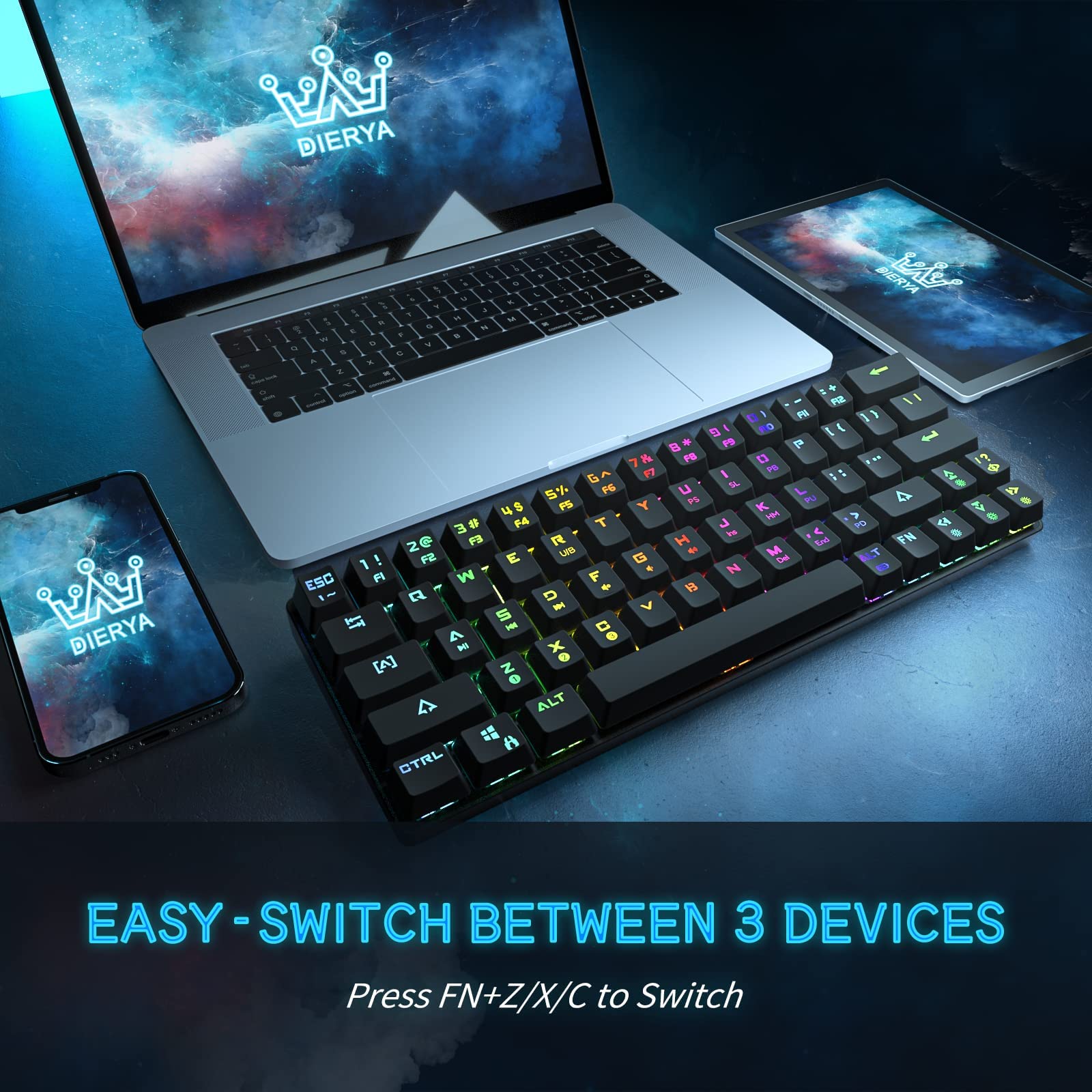 DIERYA DK63 60% Percent Keyboard, Dedicated Arrow Keys, Wired Wireless ...