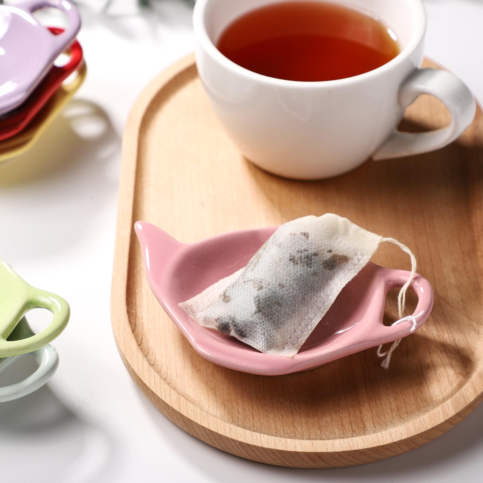 Tea Bag Holder 2pcs Teapot Shaped - Ceramic Tea Bag Coaster & Spoon ...