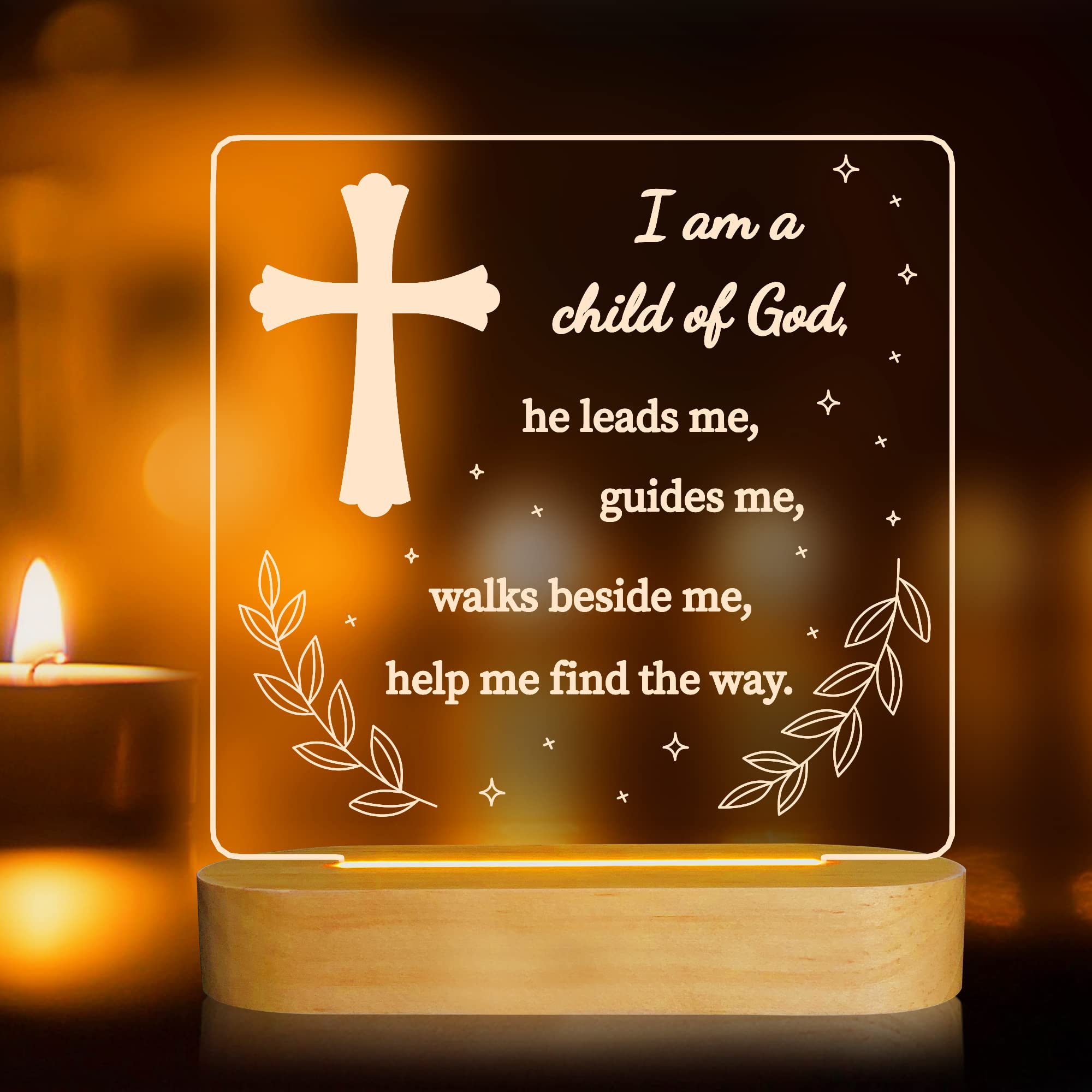 Baptism Gift, Lampeez Cross Night Light Wooden Novelty Lamp Illusion ...