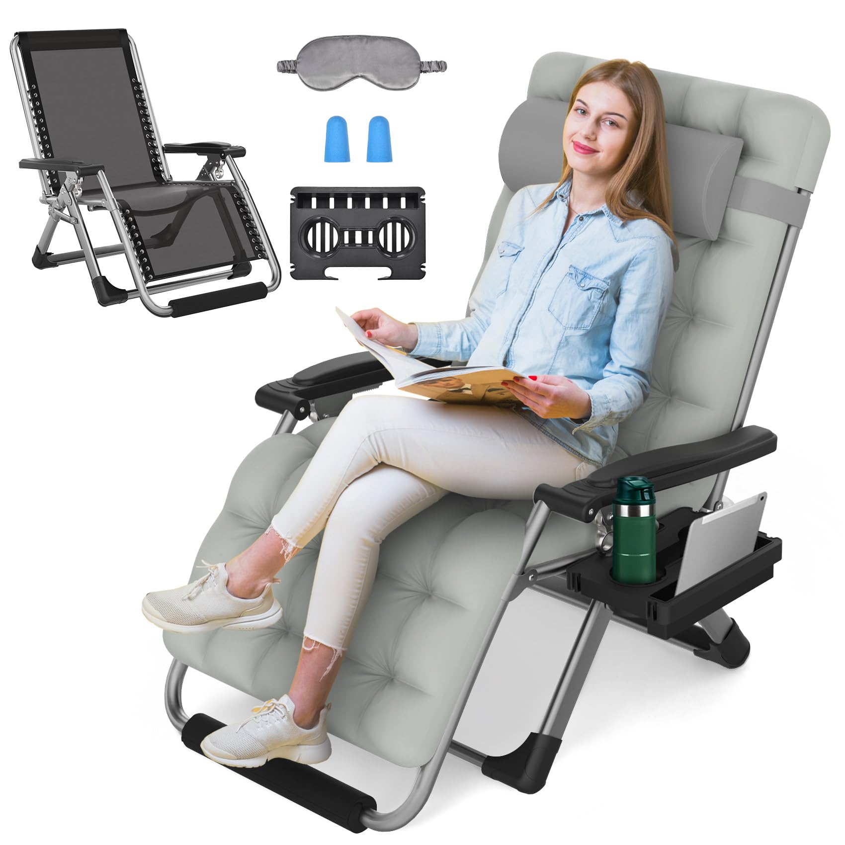 Amazon.com : ZENPETIO Oversized Zero Gravity Chair, 33In XXL Zero Gravity Recliner Lounge Chair ...