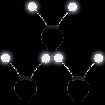 Amazon.com: JOYIN 3 Pack LED Silver Martian Antenna Headband, Light UP ...