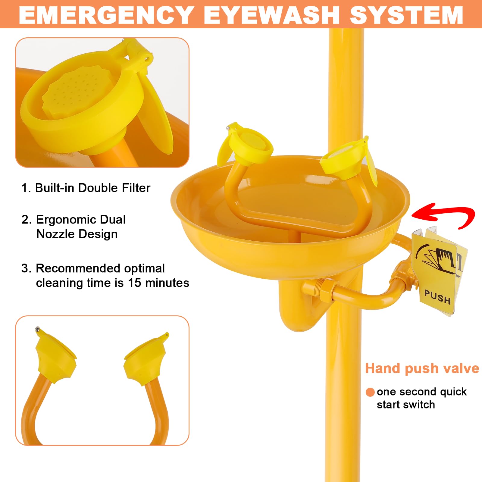 Eye Wash Shower Station Yzzwer - OSHA Approved Emergency Safety Eye ...