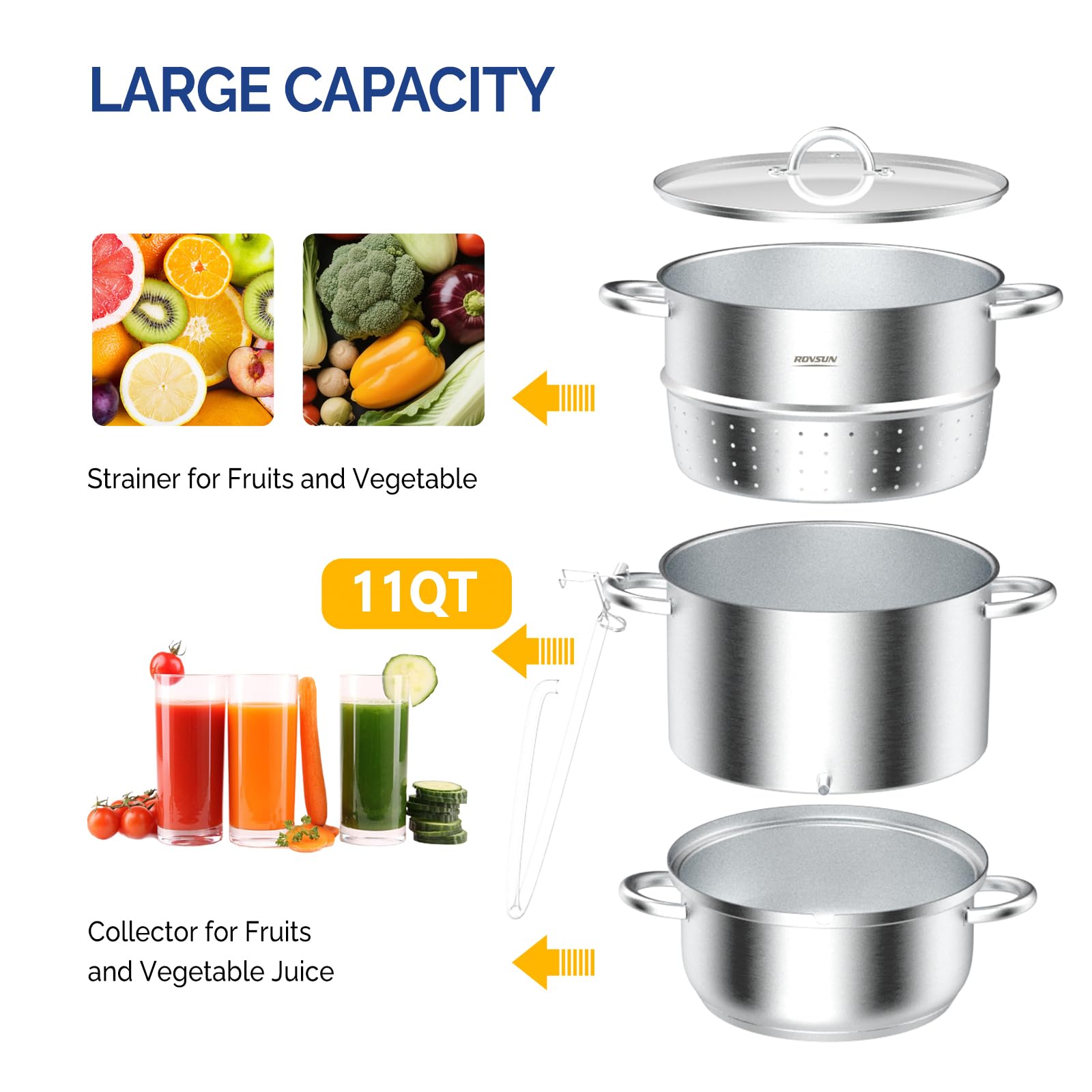 Snapklik.com : 11 Quart Juice Steamer Stainless Steel, Extractor Fruit ...