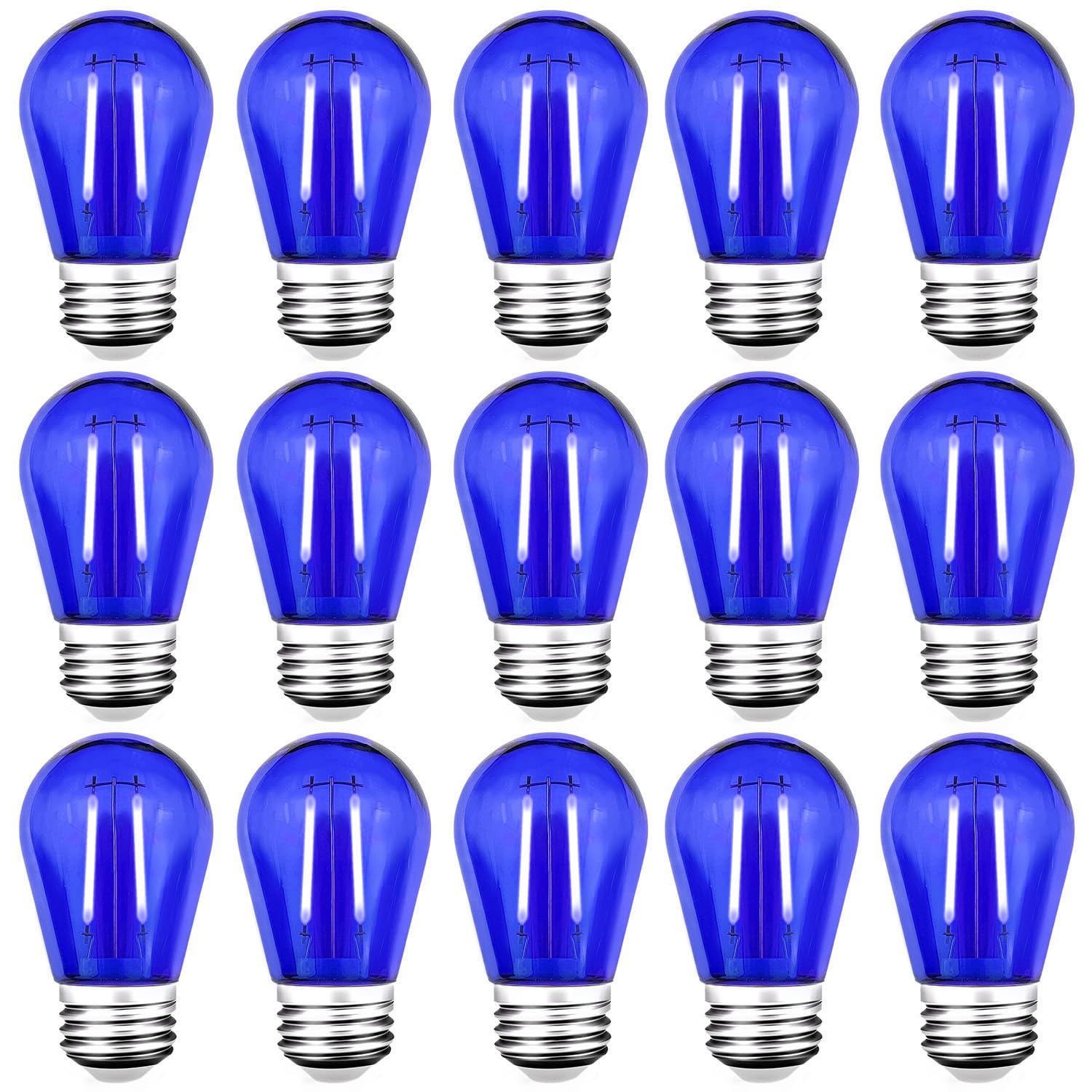 GUILEDUO 15 Pack S14 LED Blue String Light Bulbs, Shatterproof 2 Watt ...
