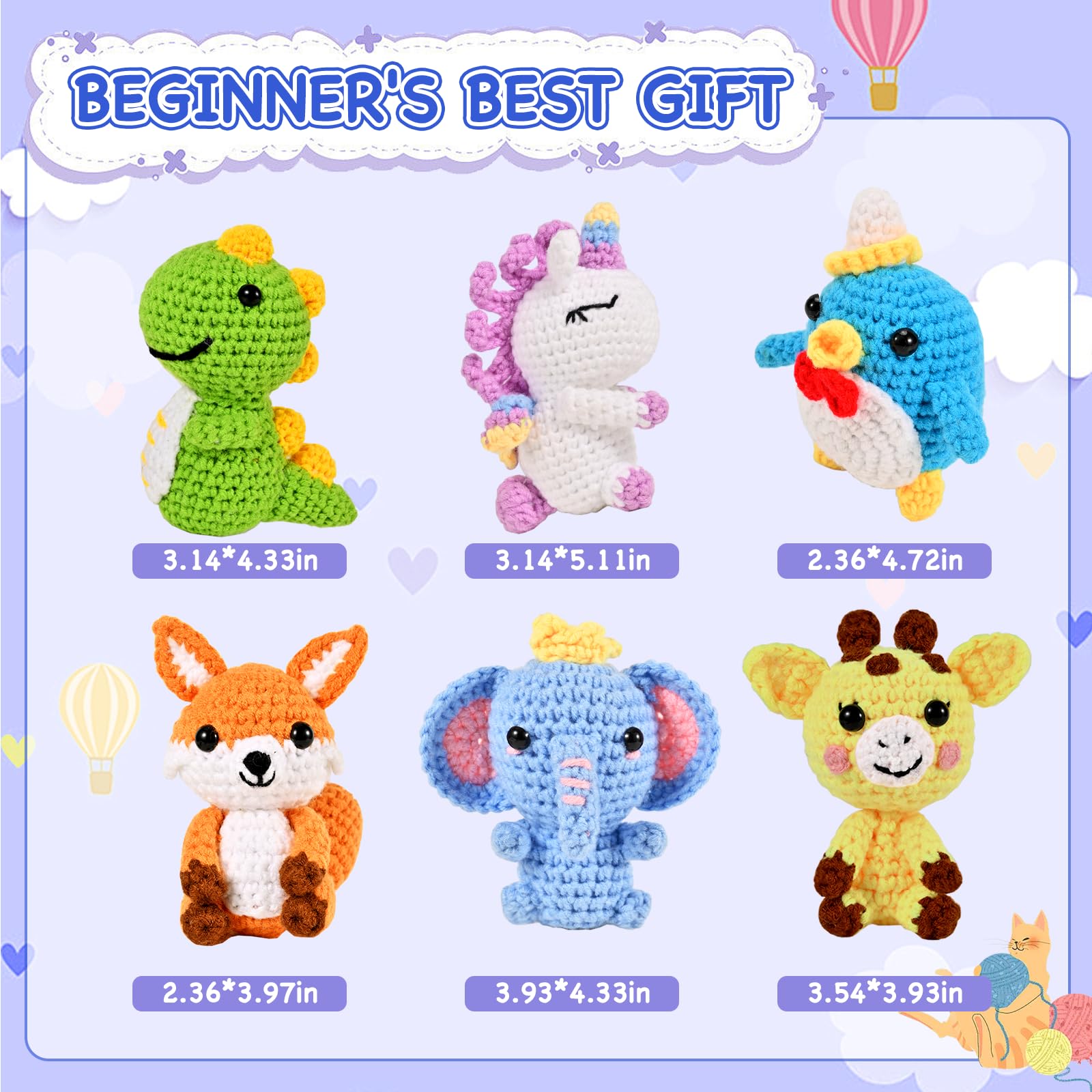 Learn To Crochet Kids Adults Hobby 6Pcs Crochet Kit For Beginners, 2026 ...