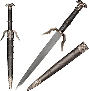 Amazon.com : 15” Short Geralt Silver Sword Western Steel Sword Metal ...
