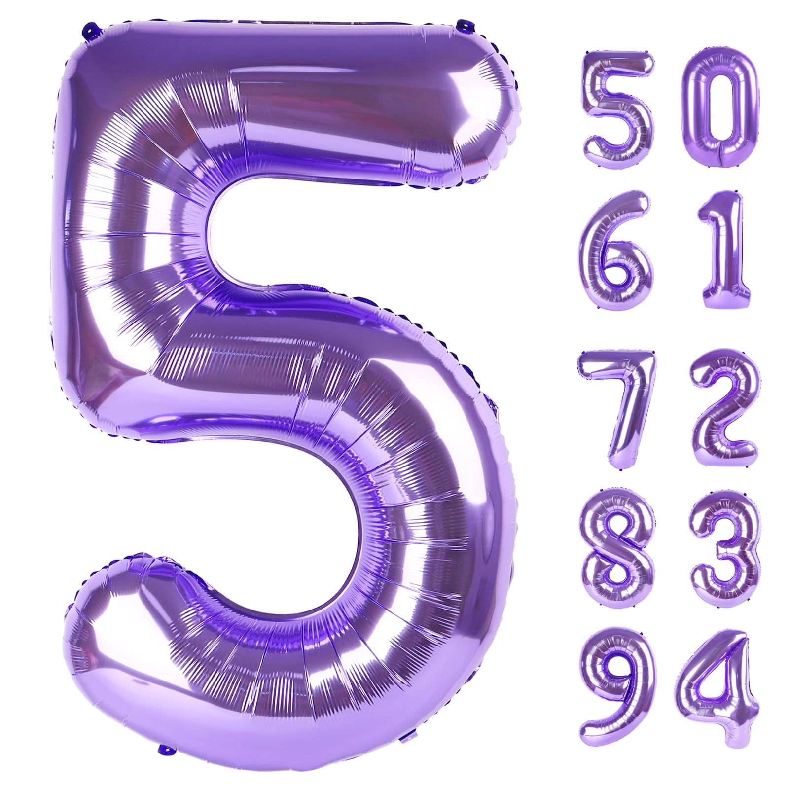 Amazon.com: Purple 5 Balloon, Number Balloon 40 Inch, Purple and Black ...