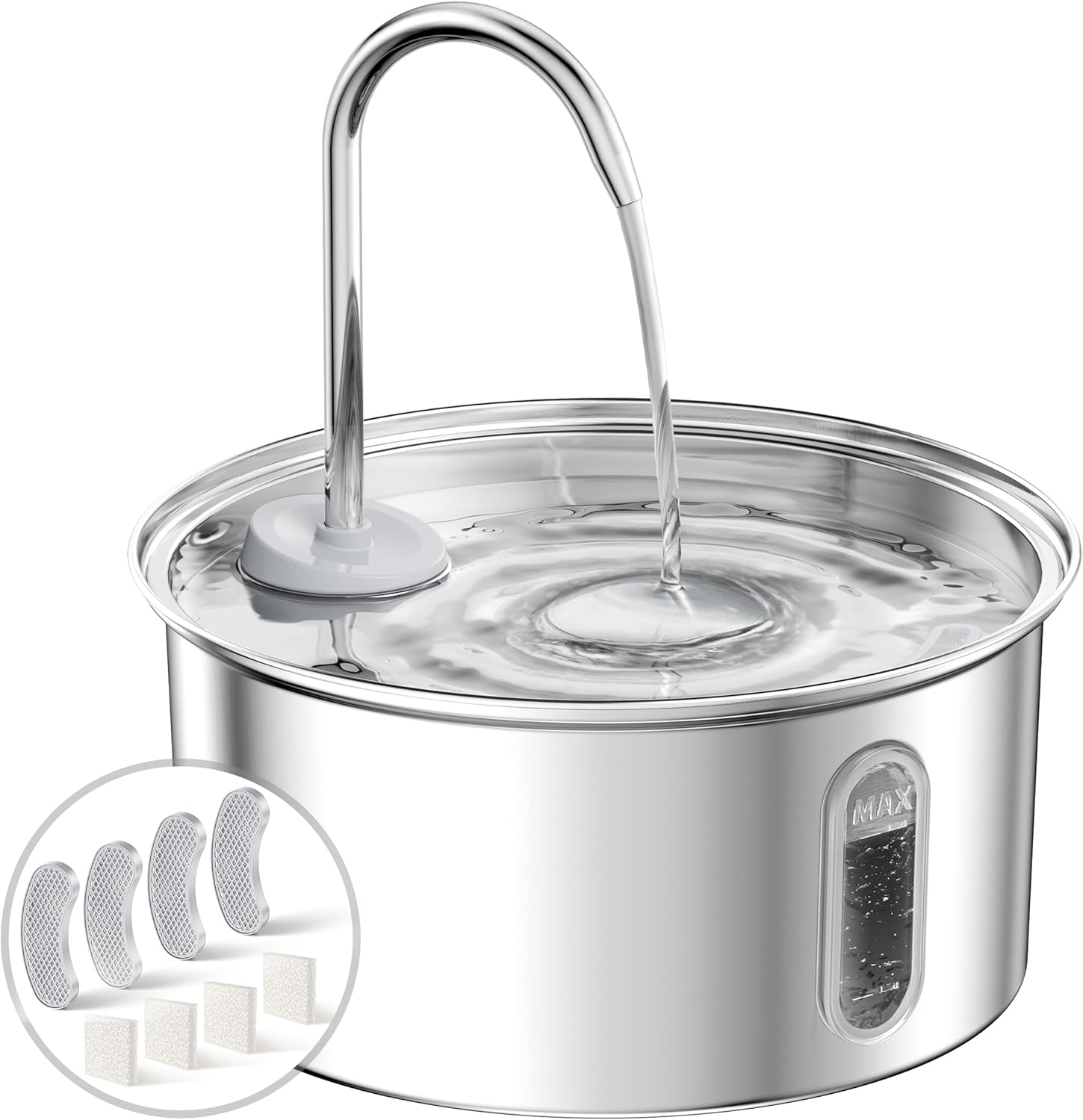 Pet Supplies : Petlipo Cat Water Fountain Stainless Steel, 108oz/3.2L ...