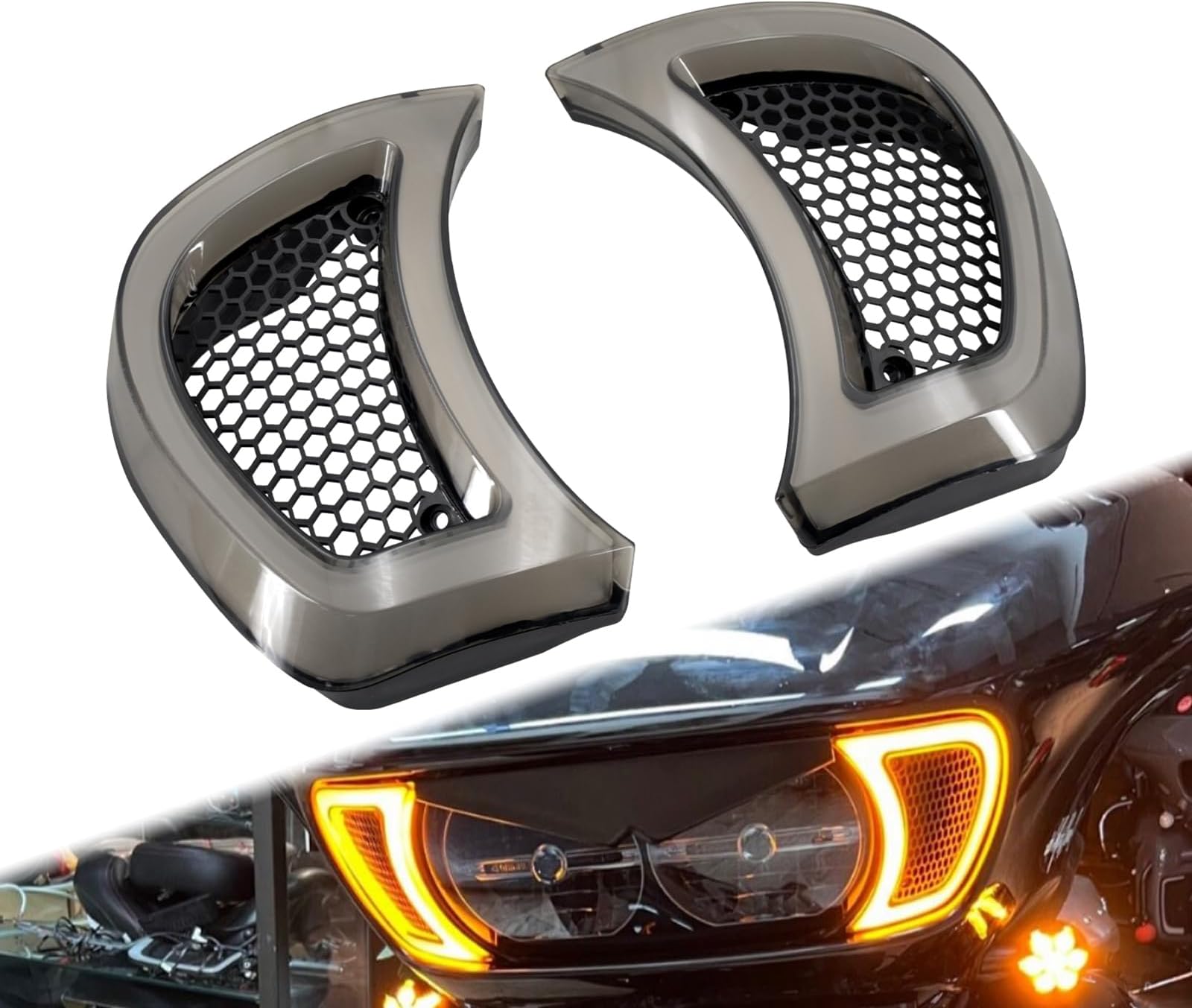 Amazon.com: HCmotorku Motorcycle LED Headlight Vent Accents Turn Signal ...