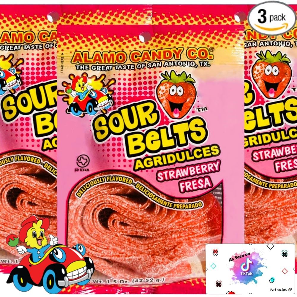 Amazon.com : Sour Belts Candy for Chamoy Pickle Kit Sour Strips Sour ...