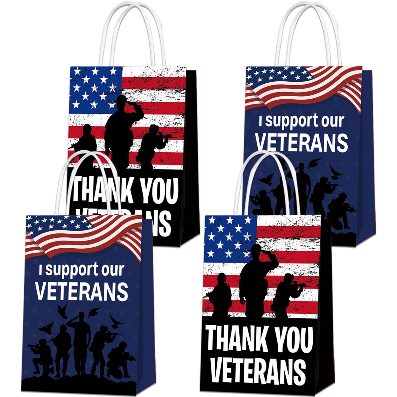 Amazon.com: 16PCS Veterans Day Party Bags Thank You Veterans Goodies ...