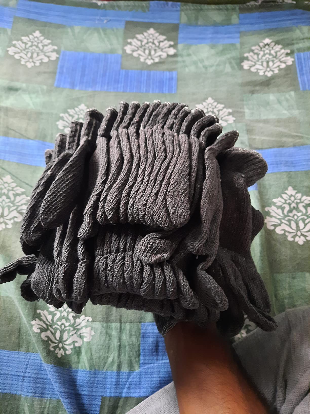 Buy BO Unisex Reusable Washable Cotton Knitted Gloves Bundle (Grey ...