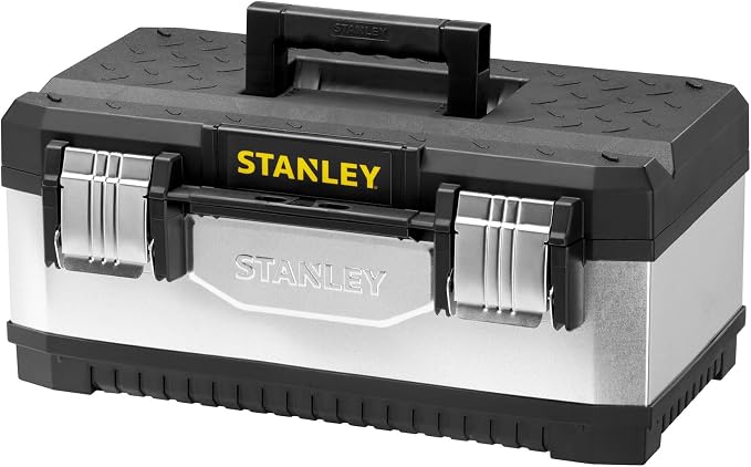 STANLEY Galvanised Toolbox with Heavy Duty Metal Hinge, Portable Tote ...