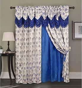 PREMIUS DEVIKA Jacquard Rod Pocket Panel with Attached Valance and ...