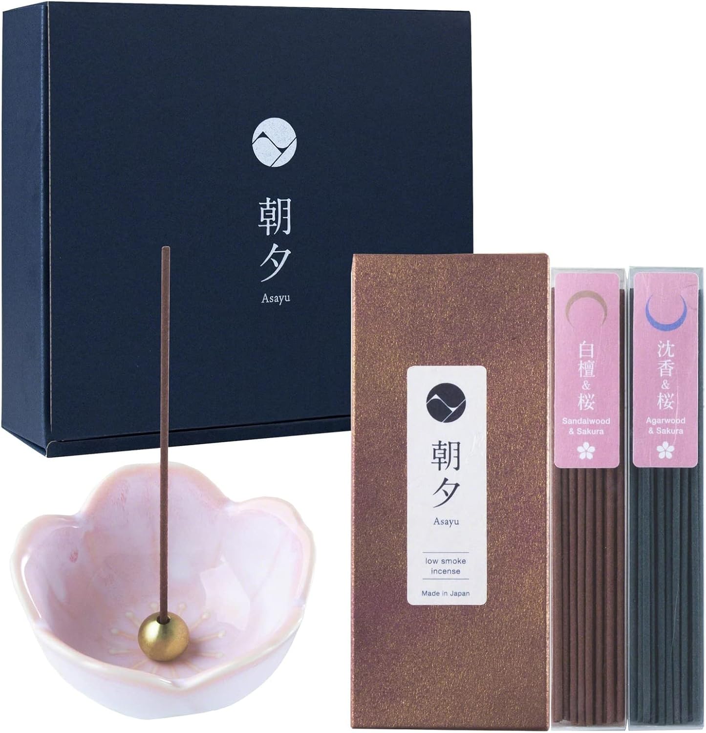 Amazon.com: Asayu Japan Low Smoke Premium Sakura Incense Gift Set ...