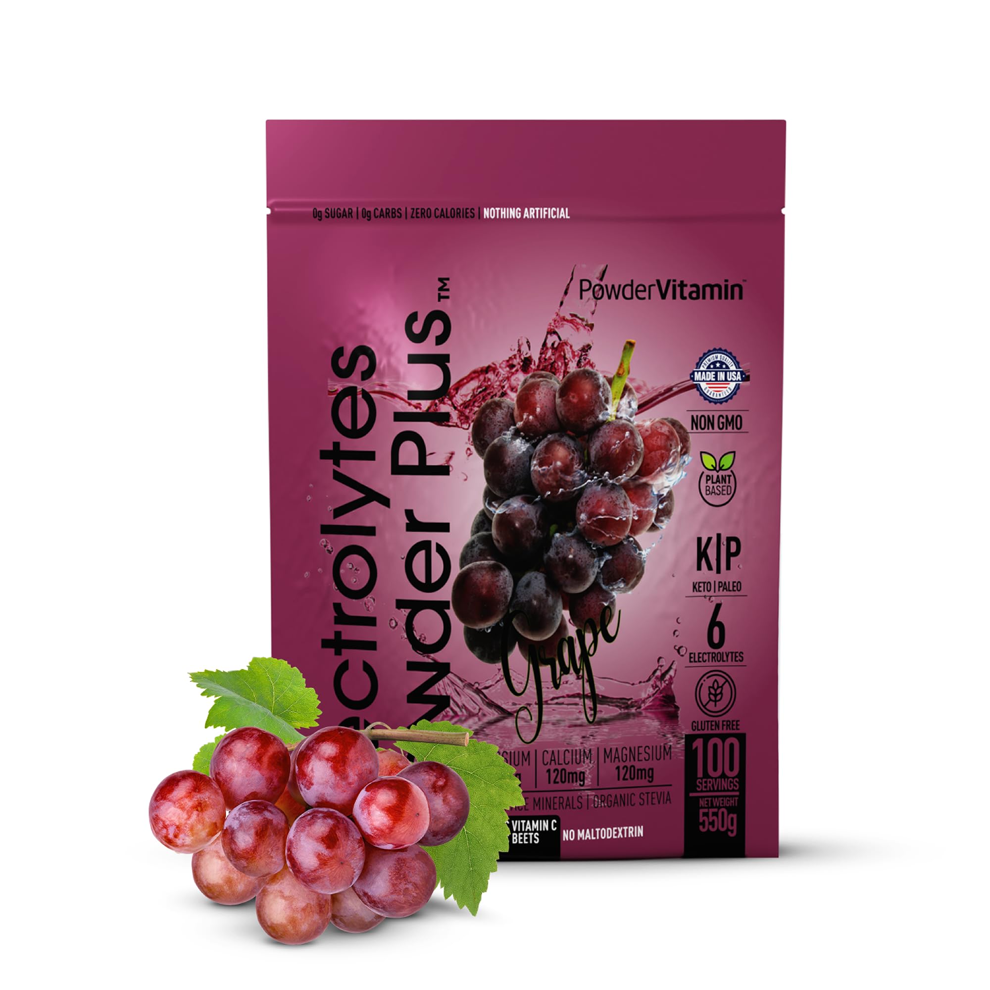 Amazon.com: PowderVitamin Electrolytes Powder Plus (100 Servings) Grape ...