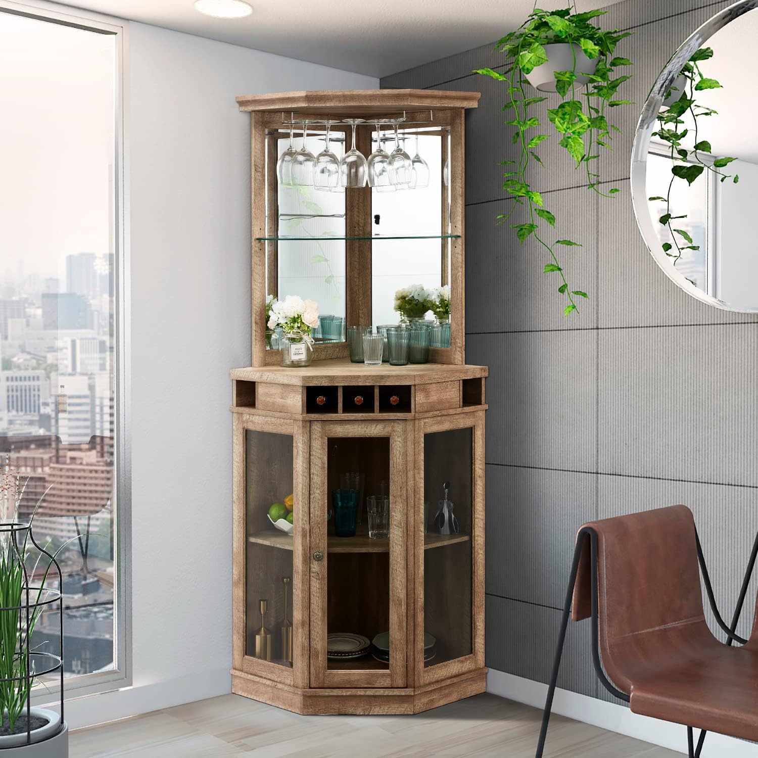 Amazon.com: EROMMY Corner Bar, Home Liquor Storage Unit in High Density ...