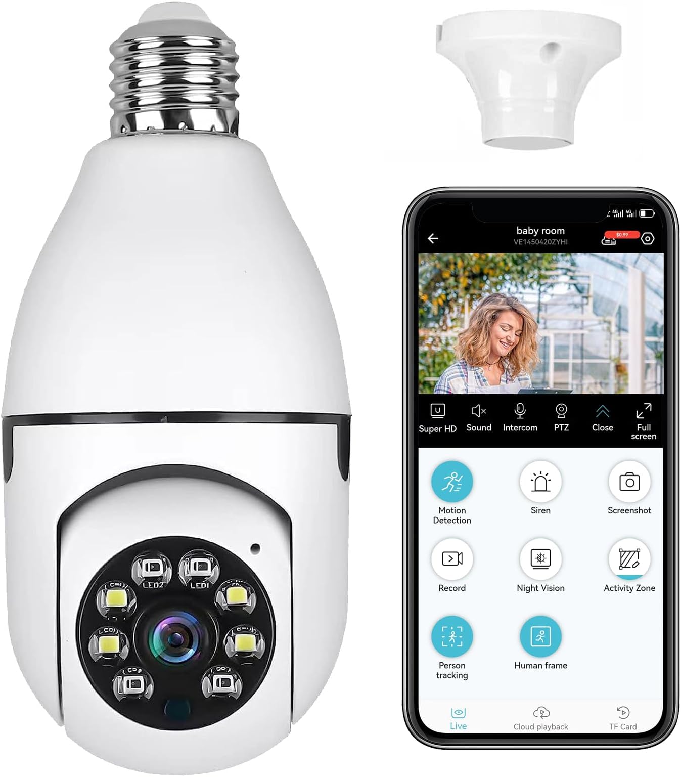 Amazon.com : Noonkey 2K/3MP Light Bulb Security Camera, 5G& 2.4GHz WiFi ...