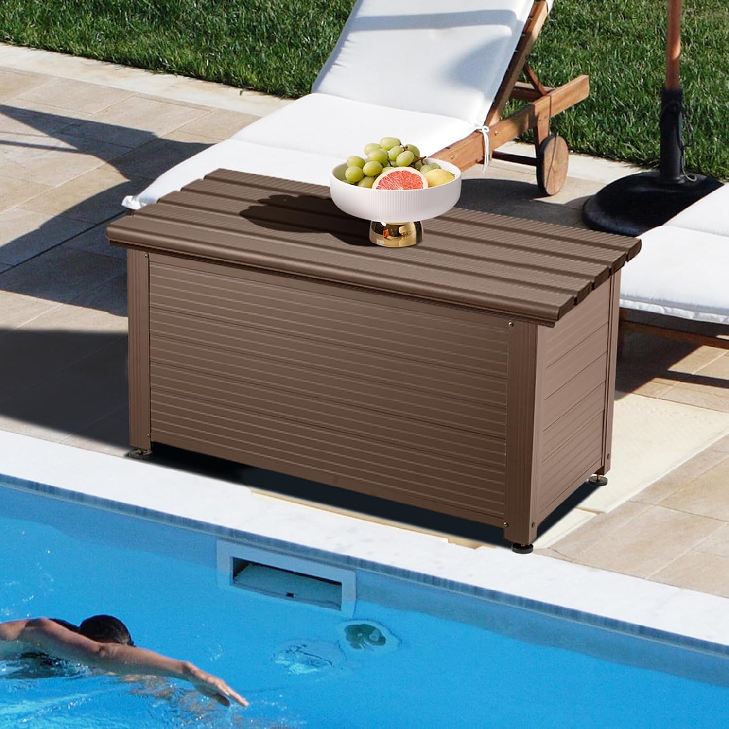 Amazon.com: Ajikgn 221 Lbs Bearing Capacity Aluminum Deck Box, 2-Tier ...