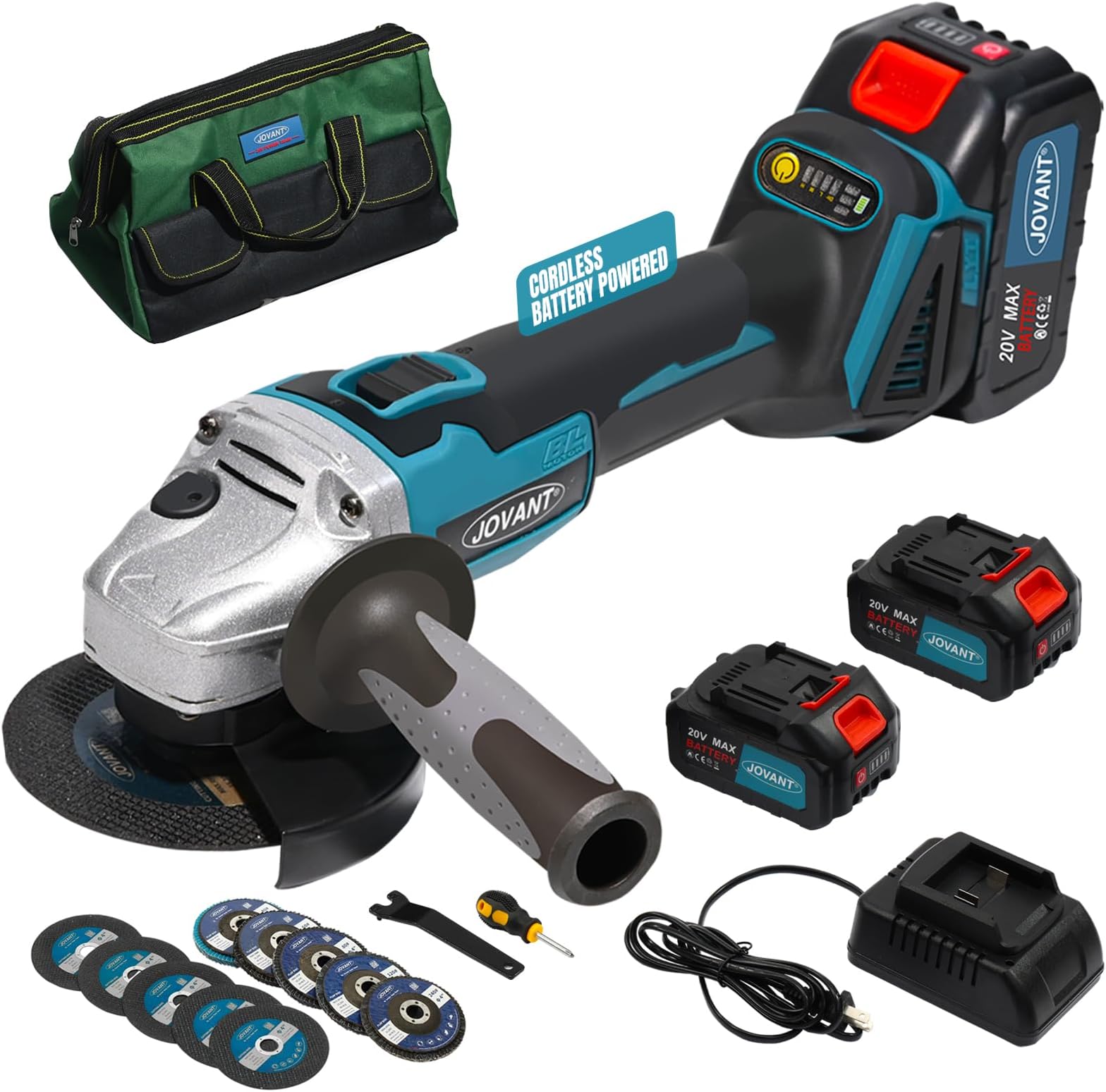 20V Cordless Angle Grinder, 4" and 4-1/2" Electric Angle Grinder Kit ...