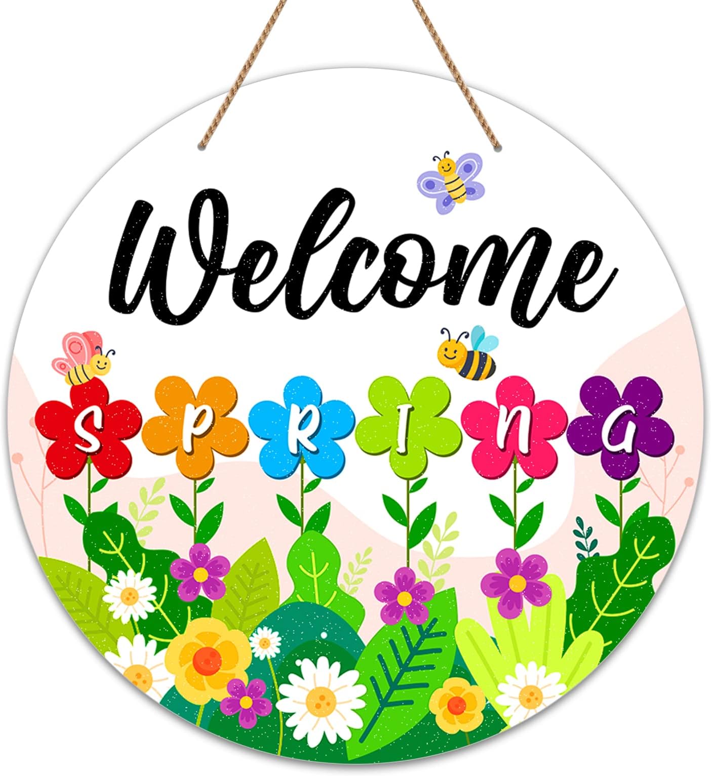 Amazon.com: Spring Decoration Door Sign- Hello Spring Wooden Welcome ...