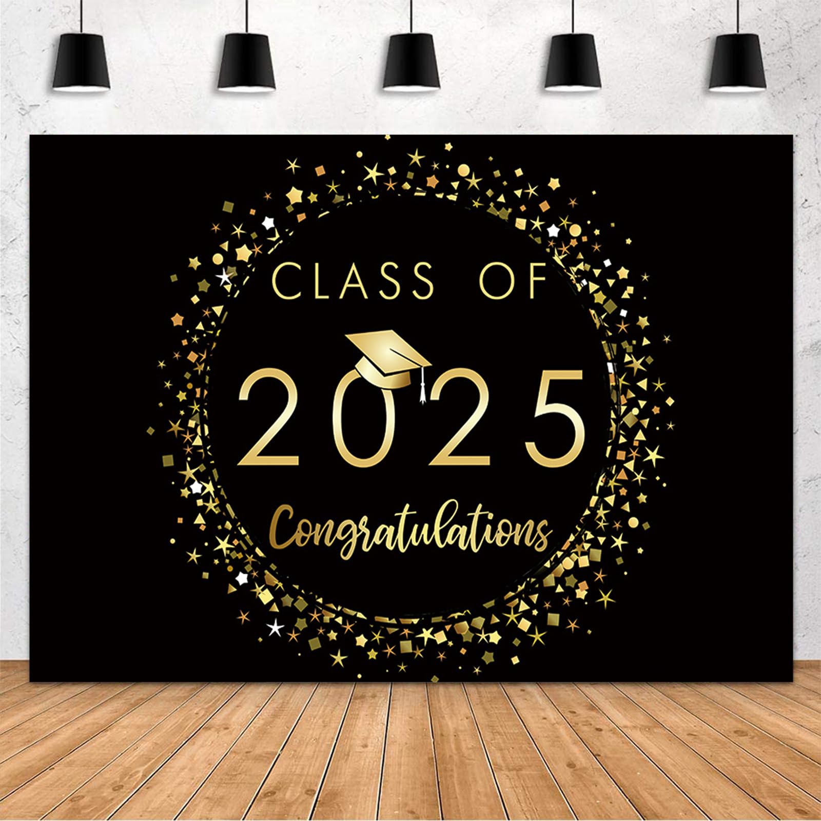 Amazon.com : MEHOFOND 7x5ft Black and Gold Class of 2025 Graduation ...