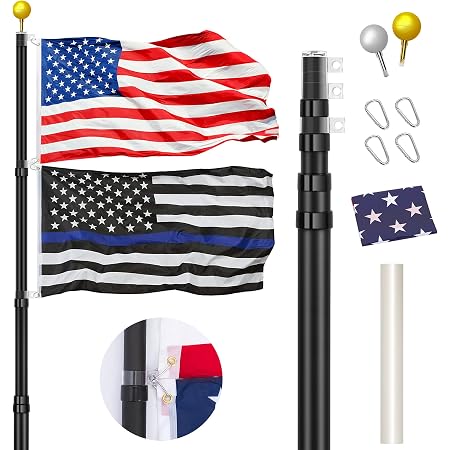 Amazon.com : RecPro 20' Portable Telescoping Aluminum Flagpole and US ...