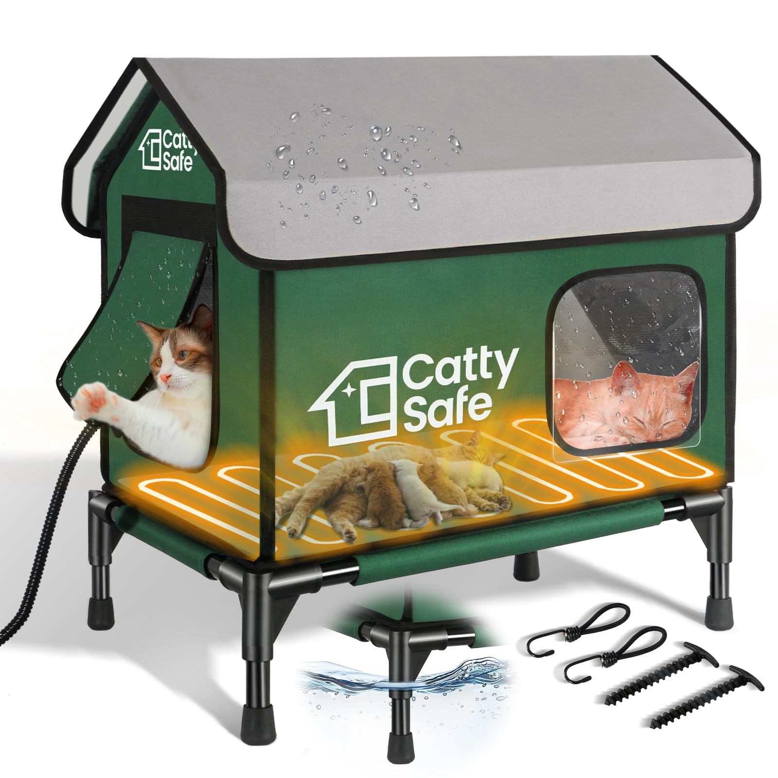 Snapklik Cattysafe Indestructible Outdoor Heated Cat House For