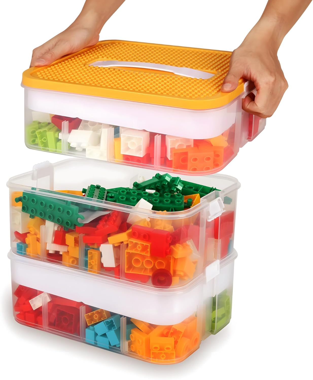 Storage Organiser for Lego 3 Layers Stackable Kids Toy Box With Base ...
