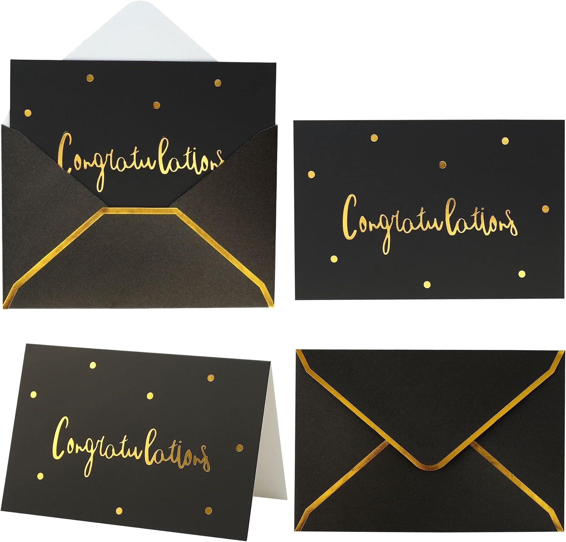 Amazon.com : Gold and Black Congratulations Cards with Envelopes | 36 ...