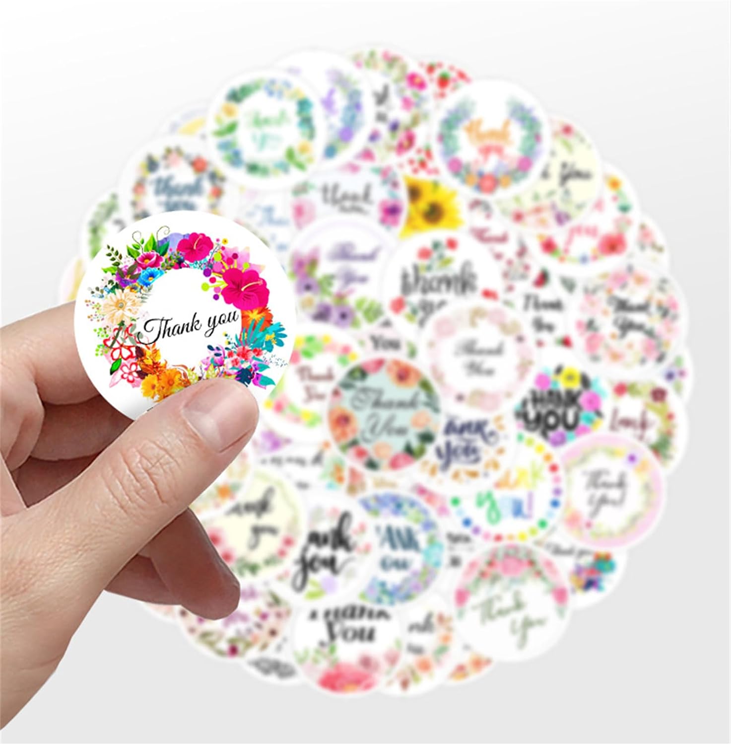 Amazon.com: Thank You Stickers.50 Floral Designs Vinyl Decals Laptop ...