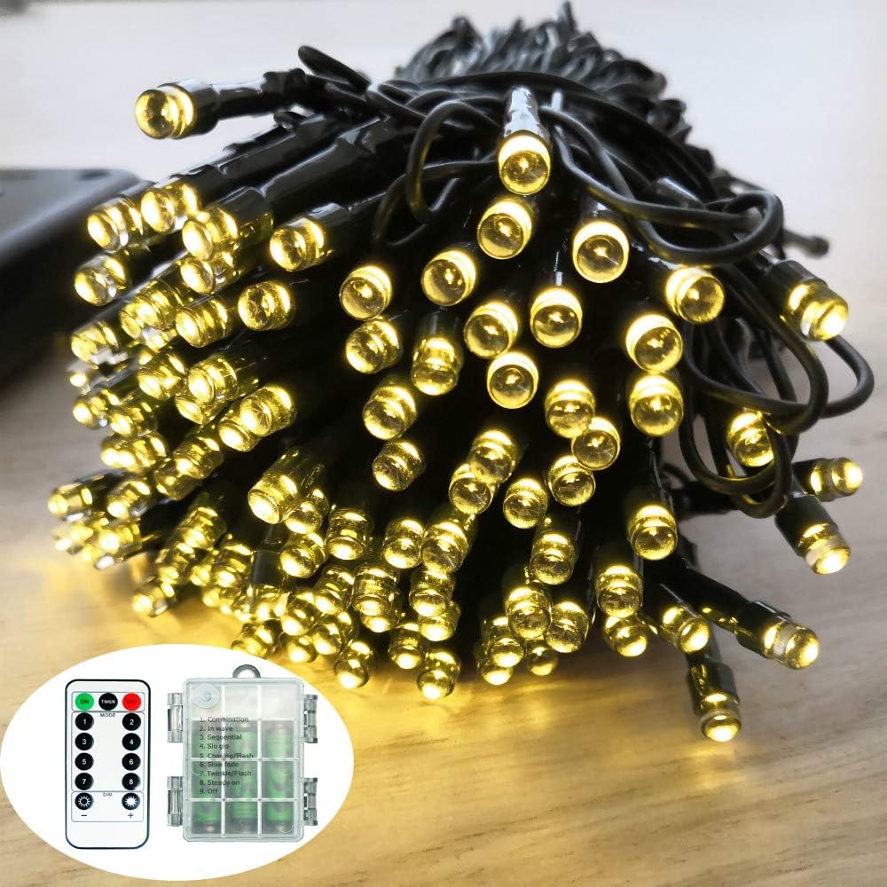 Amazon.com: Battery Remote Control String Lights, Christmas Lights 100 ...