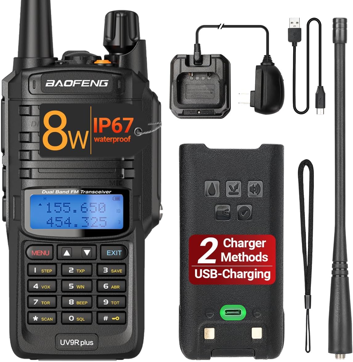 Amazon.com: BAOFENG UV-9R Pro 8W Ham Radio Long Range Handheld Dual ...