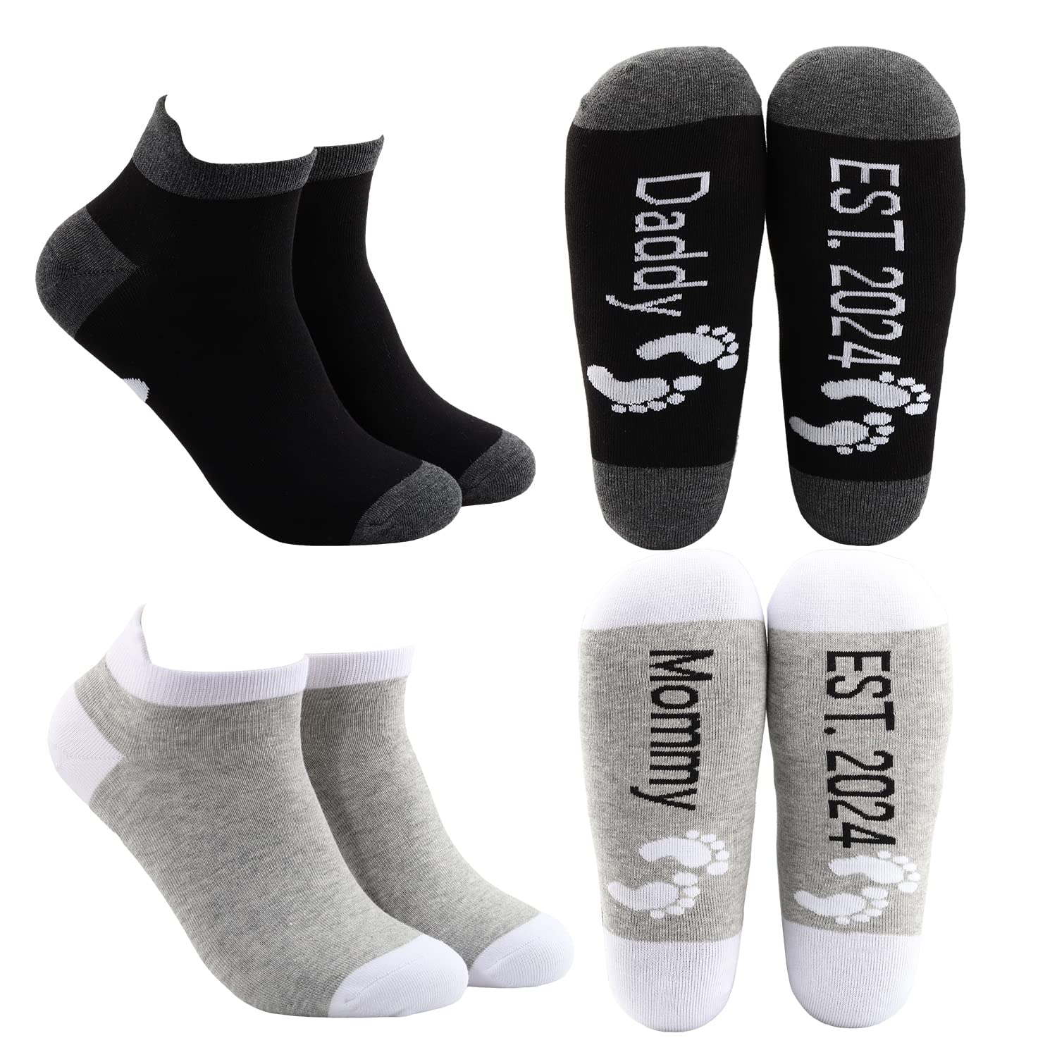 Amazon.com: MBMSO New Parents Gifts Daddy Mommy Est 2024 New Mom and Dad Socks Pregnancy Reveal ...