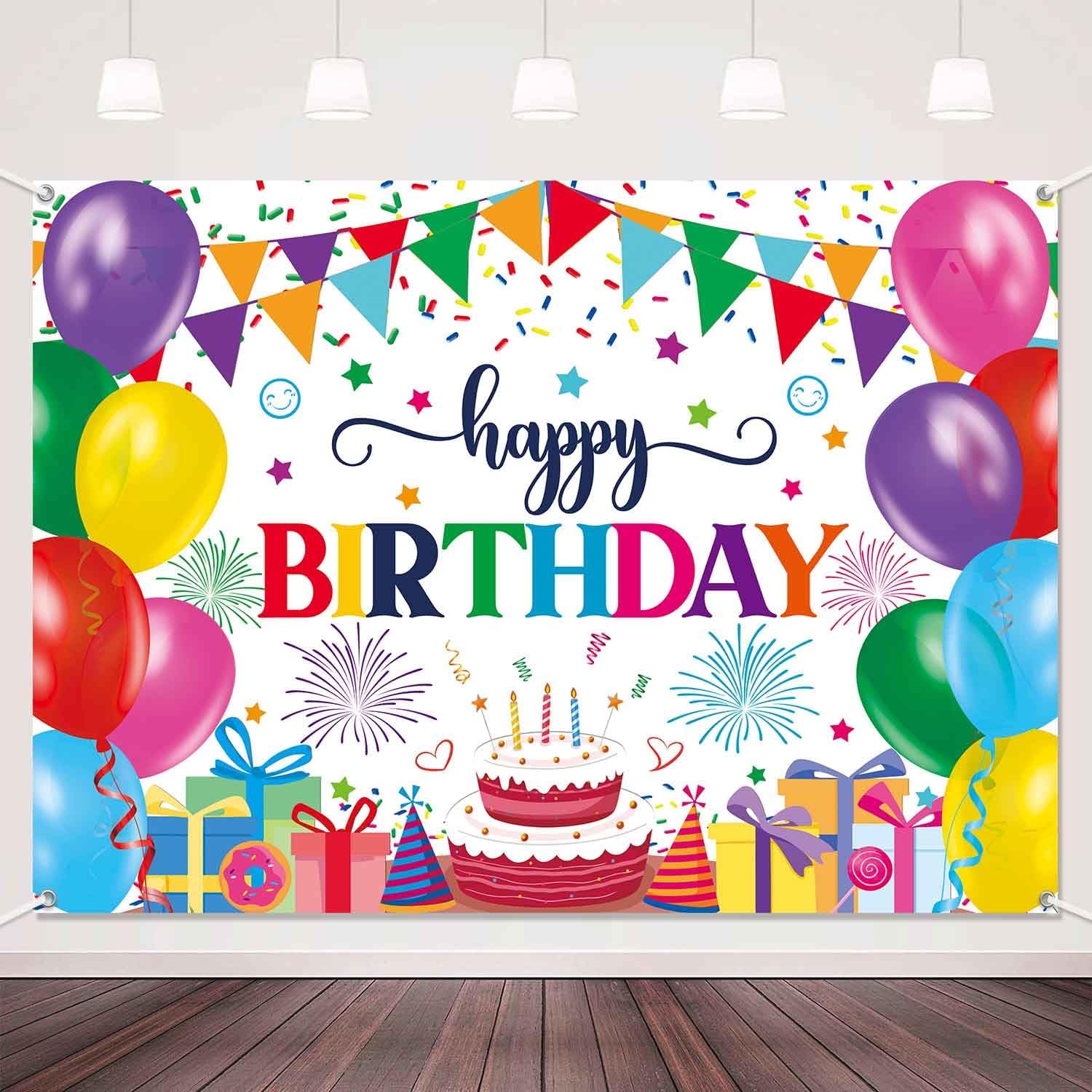 Amazon.com : LDWLYW 7x5ft Happy Birthday Banner Large Colorful Birthday ...