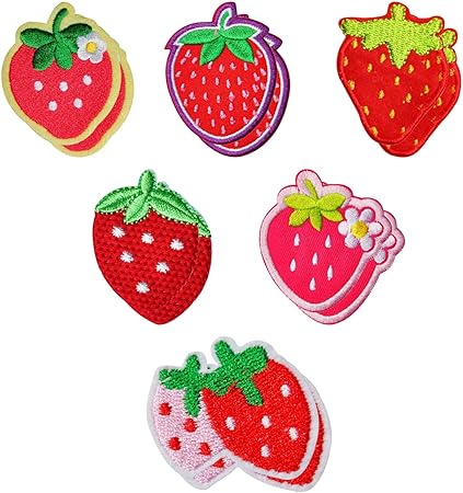 Amazon.com: Jefuzh Strawberry Patches Iron On, 12 PCS Red Iron On ...
