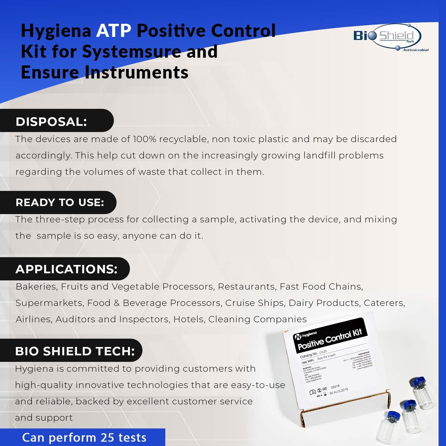 Hygiena Bio Shield Tech ATP Positive Control Kit - Nepal | Ubuy
