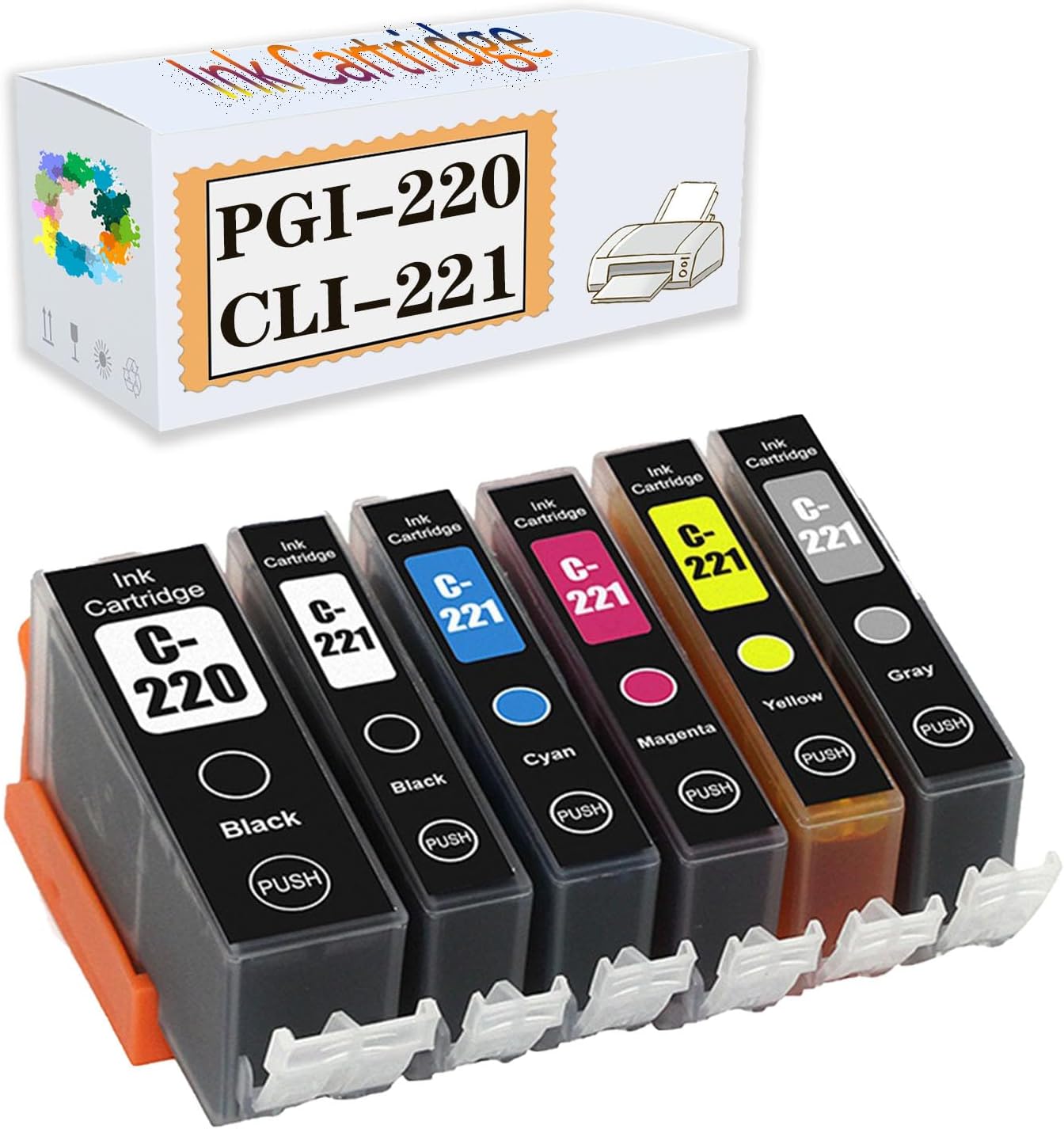 Amazon.com: LISTWA Compatible PGI-220 CLI-221 21ML Ink Cartridges ...