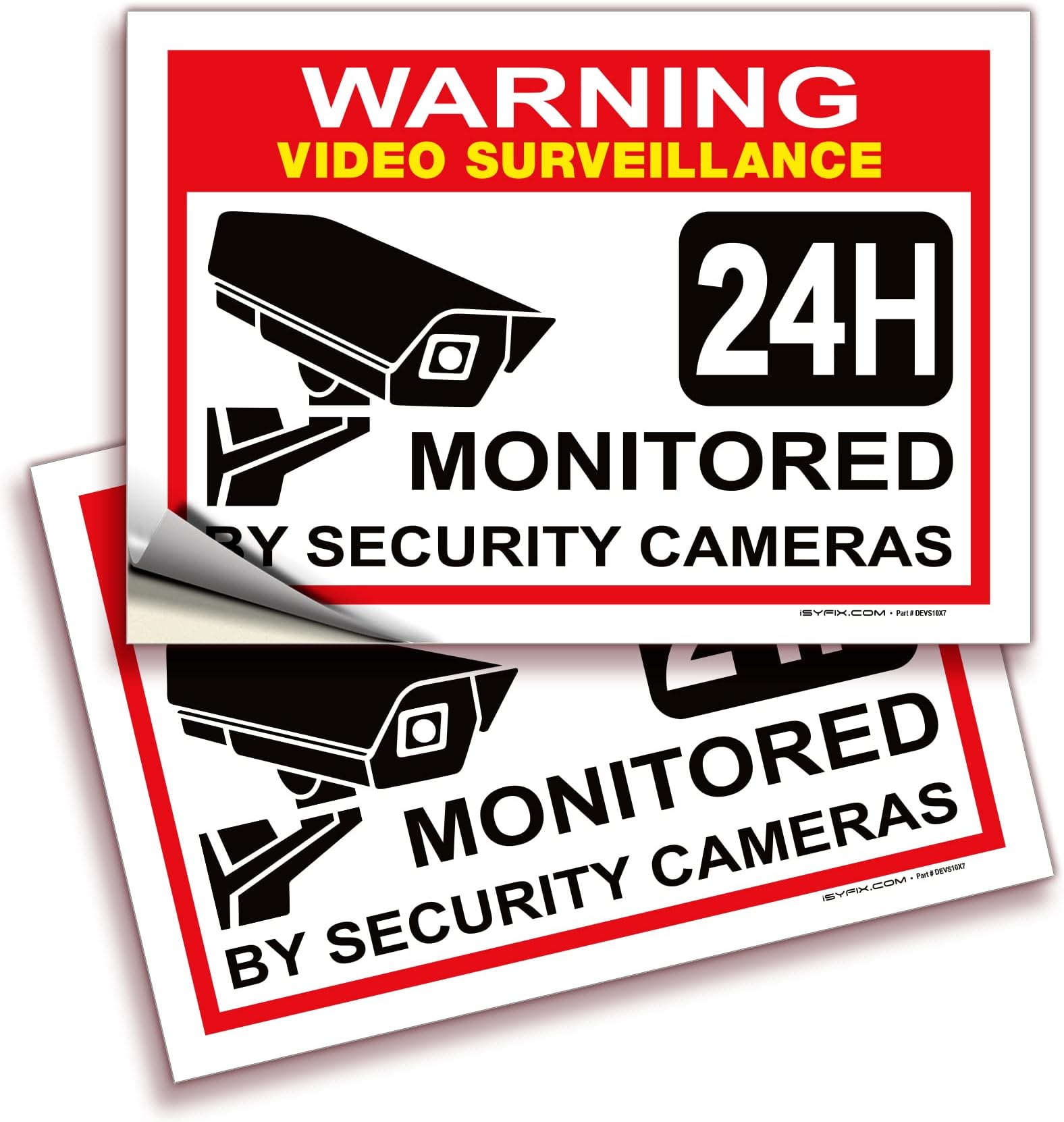 iSYFIX Video Surveillance Warning Sign Sticker - 2 Pack 10x7 inch ...