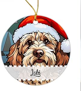 Amazon.com: Cockapoo Dog Wearing Santa Hat Ornament, Personalized Dog ...