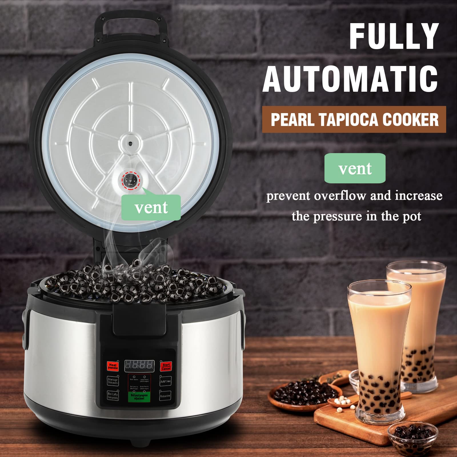 Buy YJINGRUI Commercial Pearl Pot 16L/4.2Gal, Fully Automatic Pearl ...