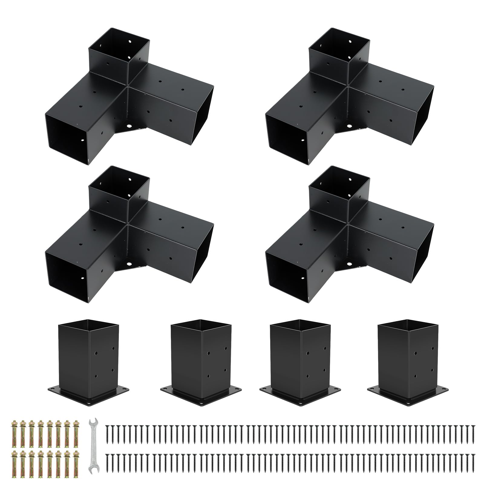 Snapklik.com : Gooeap Pergola Brackets Kit,4x4" 3-Way Right Angle ...