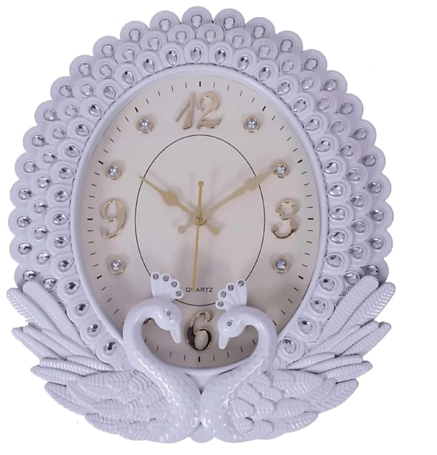 Buy PEARL BKP Plaza Peacock Plastic Analog Wall Clock with Glass (White ...
