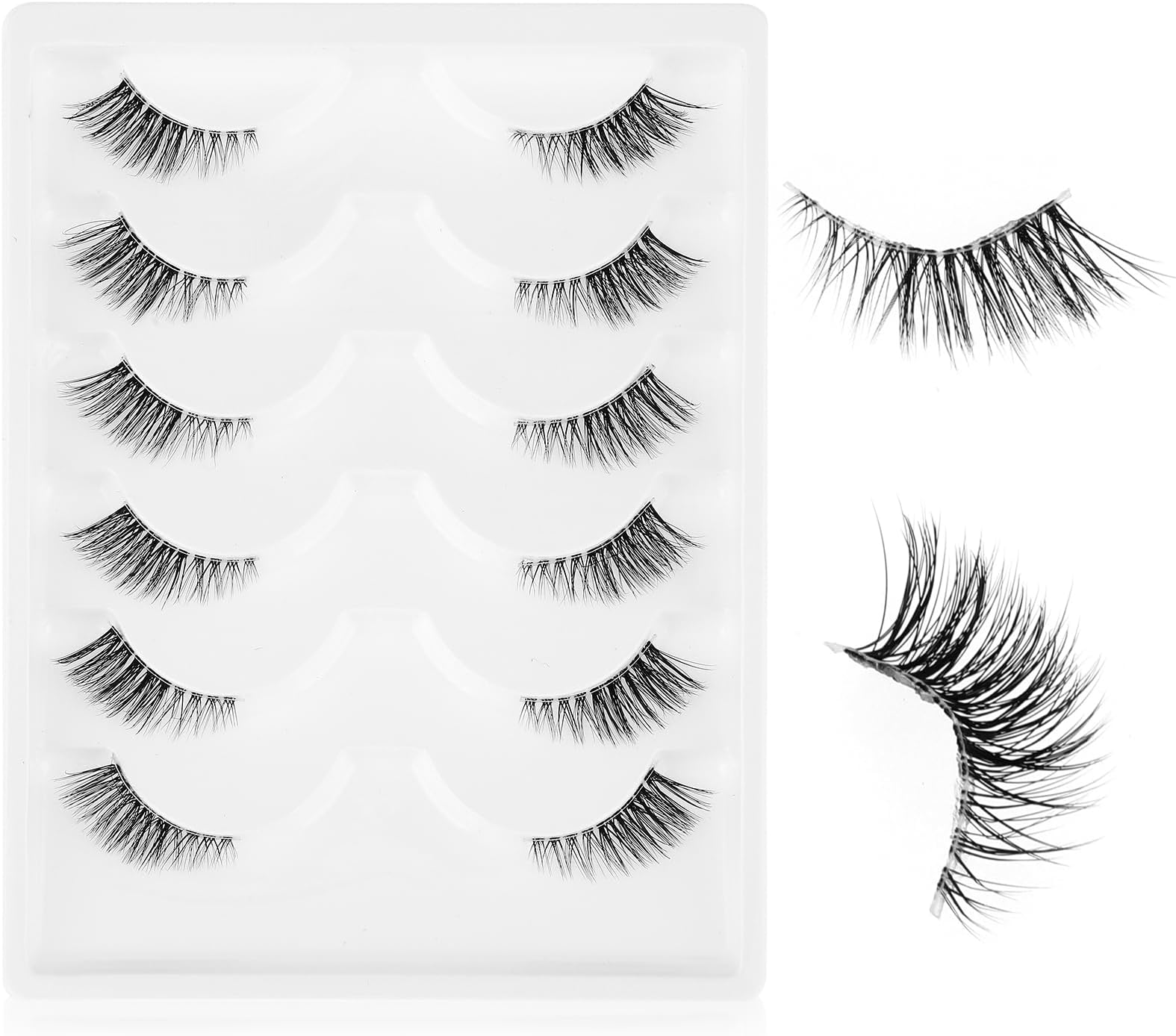 Amazon.com: Gjinxi Half Lashes Natural Look Wispy False Eyelashes 15MM 3D Fluffy Faux Mink ...