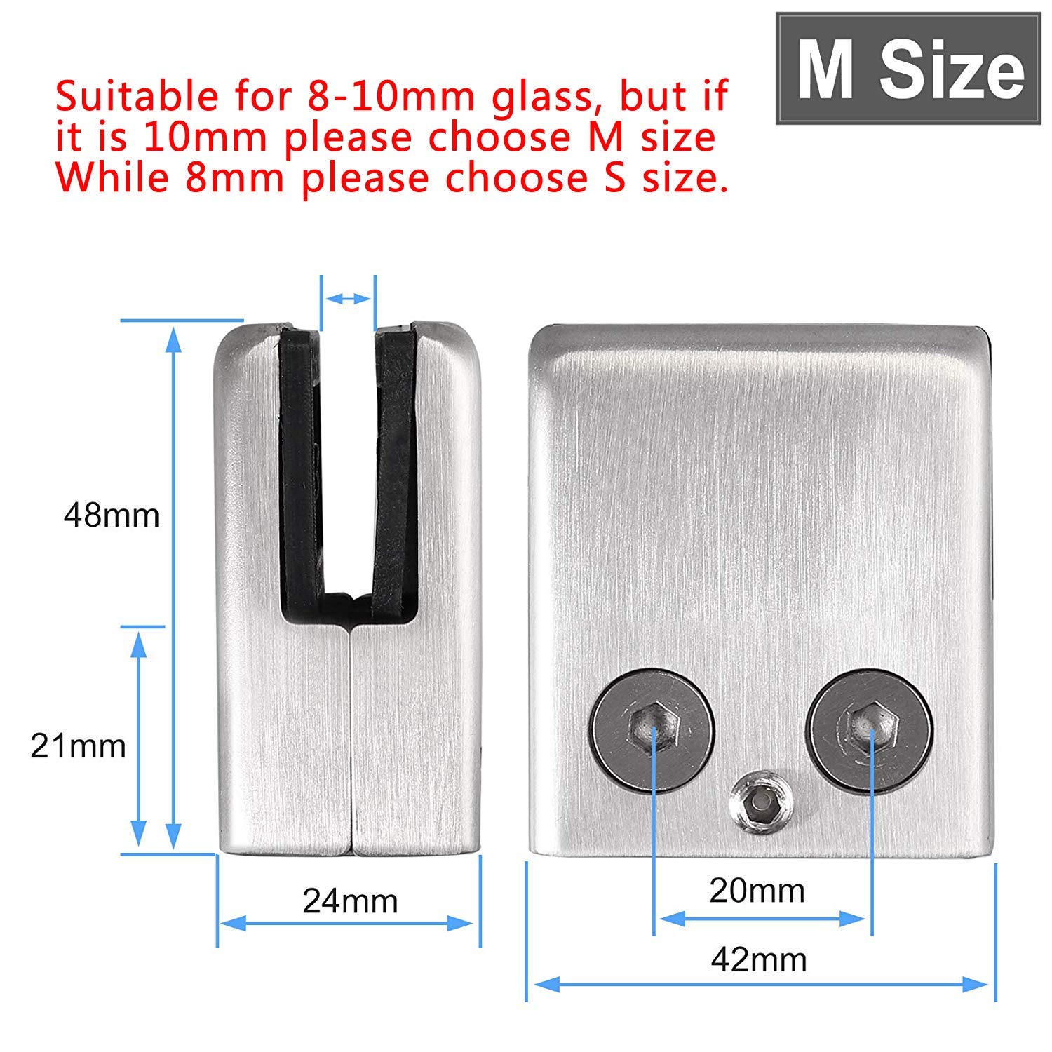 Buy UCSLIFE 24PCS Glass Clamp Bracket 6-8mm Stainless Steel 304 Glass ...