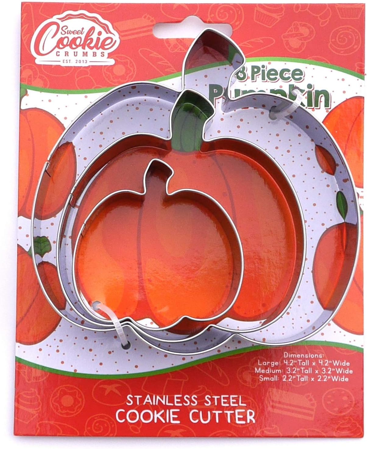 Amazon.com: Pumpkin Cookie Cutter 3 Piece Set, Premium Food-Grade ...