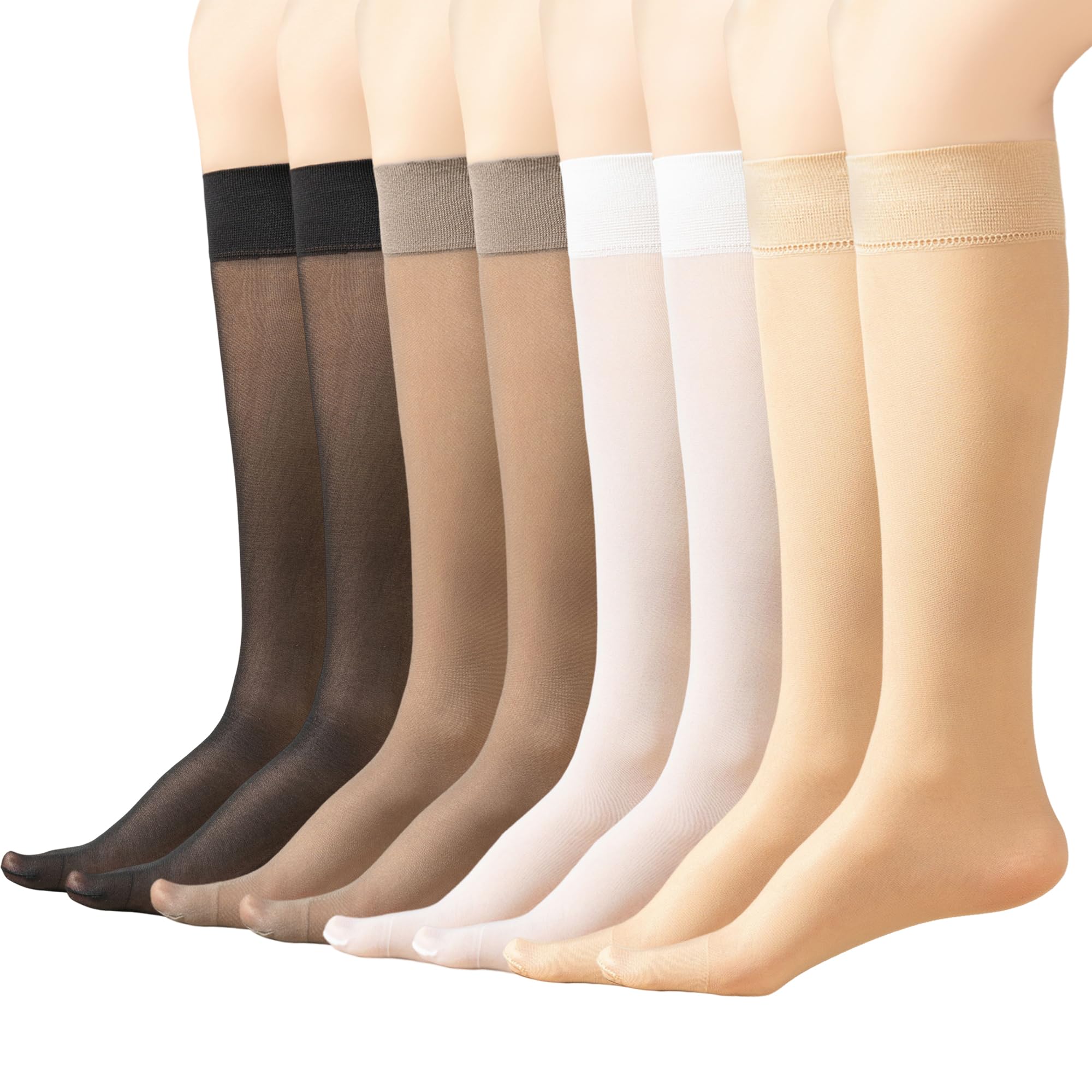 Amazon.com: Mcool Mary 12 Pairs Womens Nylon Knee High Stockings Ultra ...