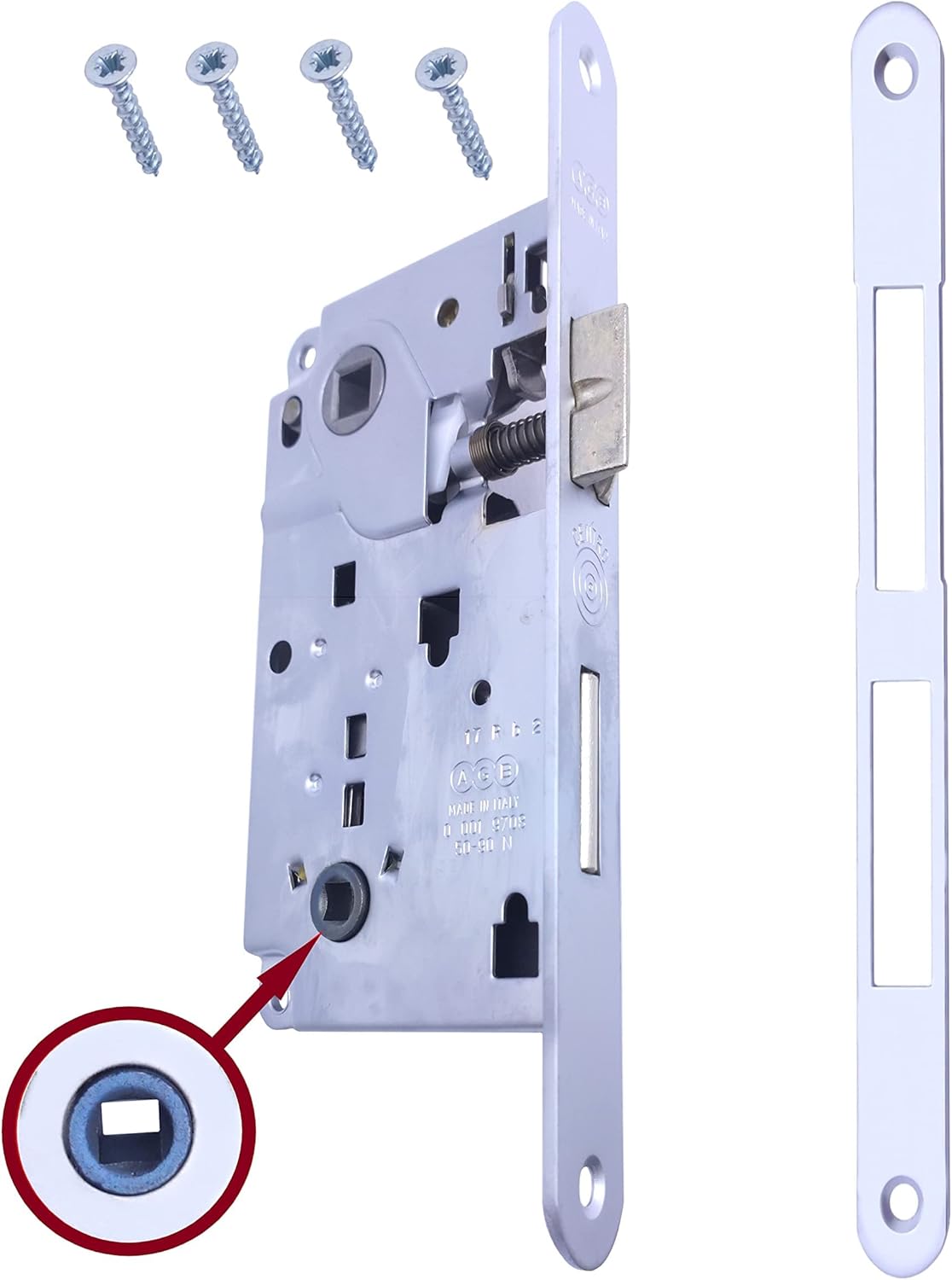 Serratura per Porta Interna a Incasso AGB serie CENTRO per Bagno WC ...