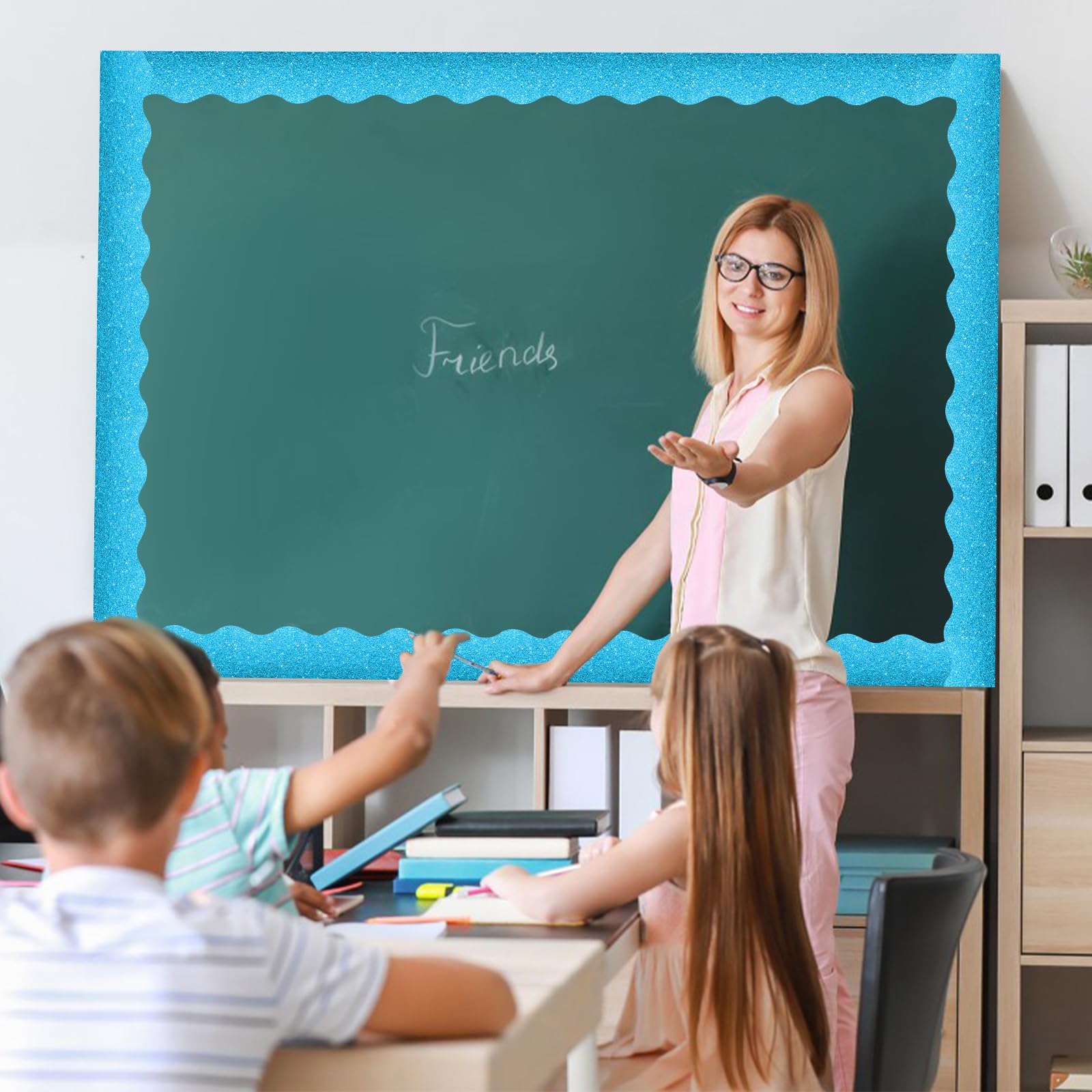 Snapklik.com : 65.6Ft Light Blue Glitter Bulletin Board Borders, Blue ...